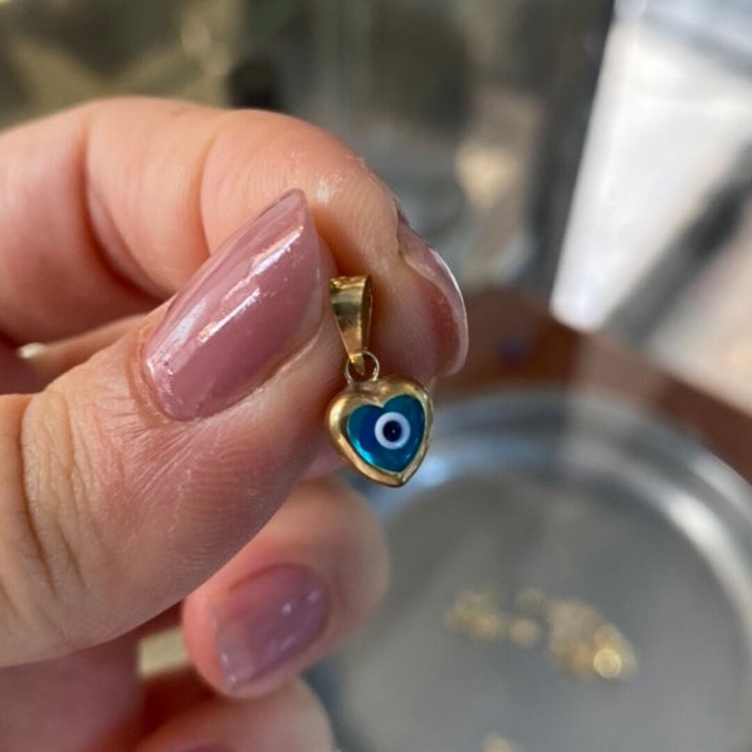 14K Solid Gold Greek Evil Eye Pendants for Her / Gift for Her / Present ...