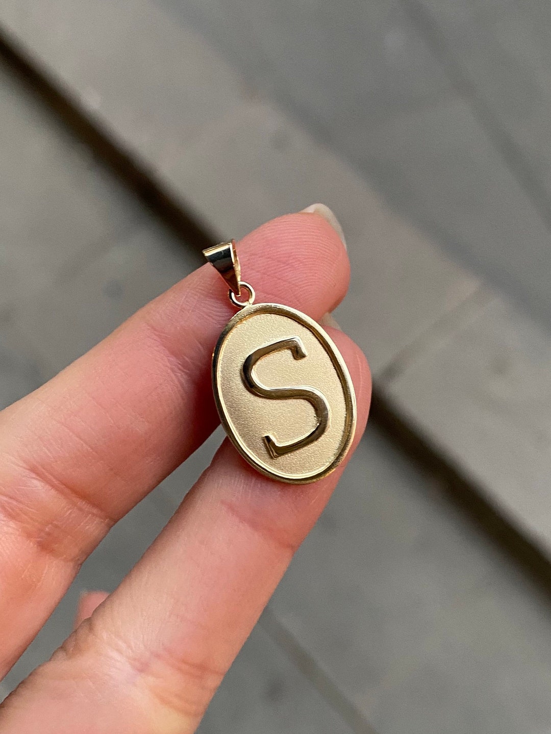 Initial Pendant 14K Solid Gold Handmade Letter Pendant / 2cm Letter ...