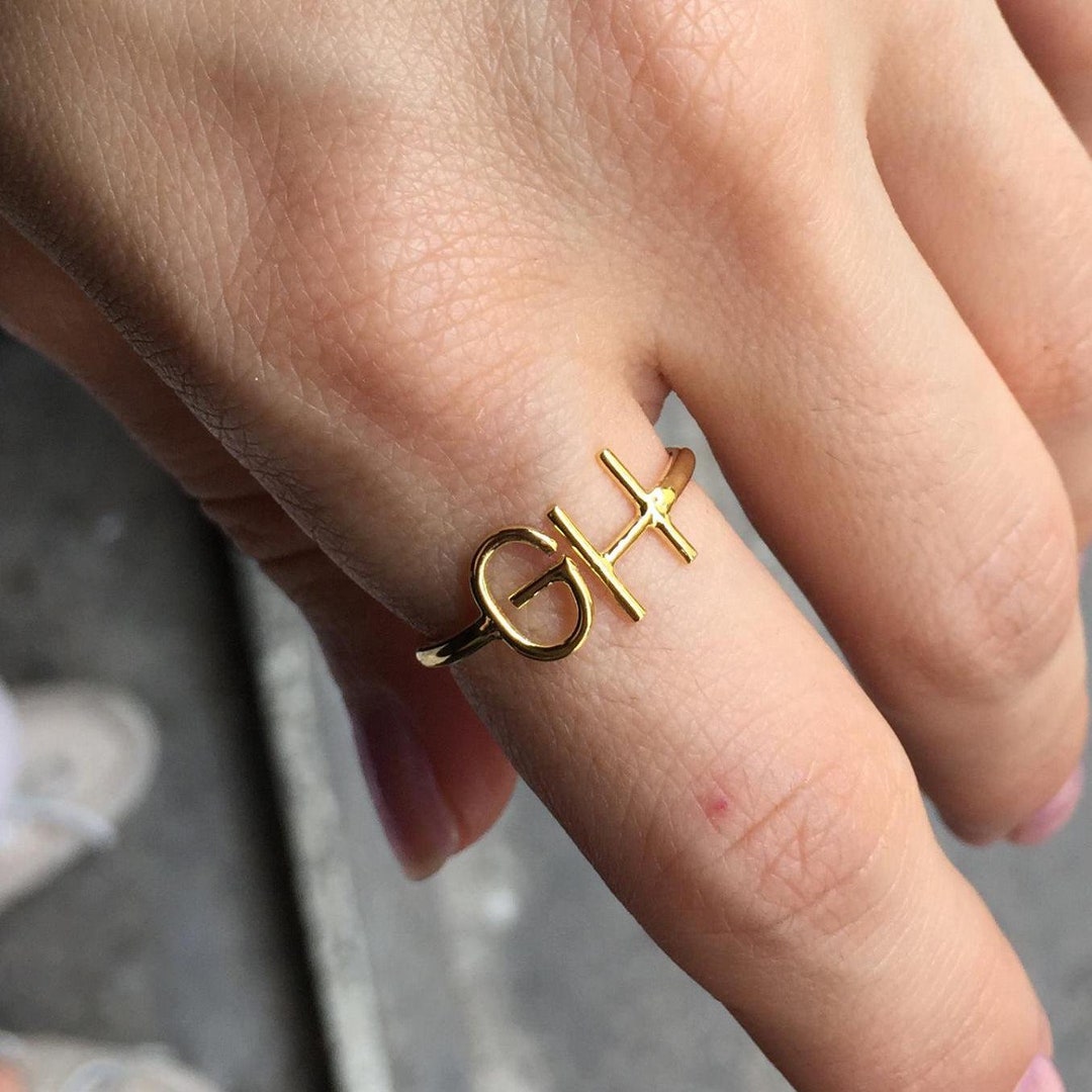 Gold Letter Ring / 14K Solid Gold / Letter Ring / Birthday Gift ...