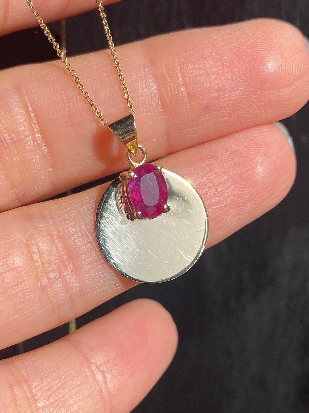 Ruby Gemstone Pendant 14K Solid Gold Gift for Her / Ruby Necklace ...
