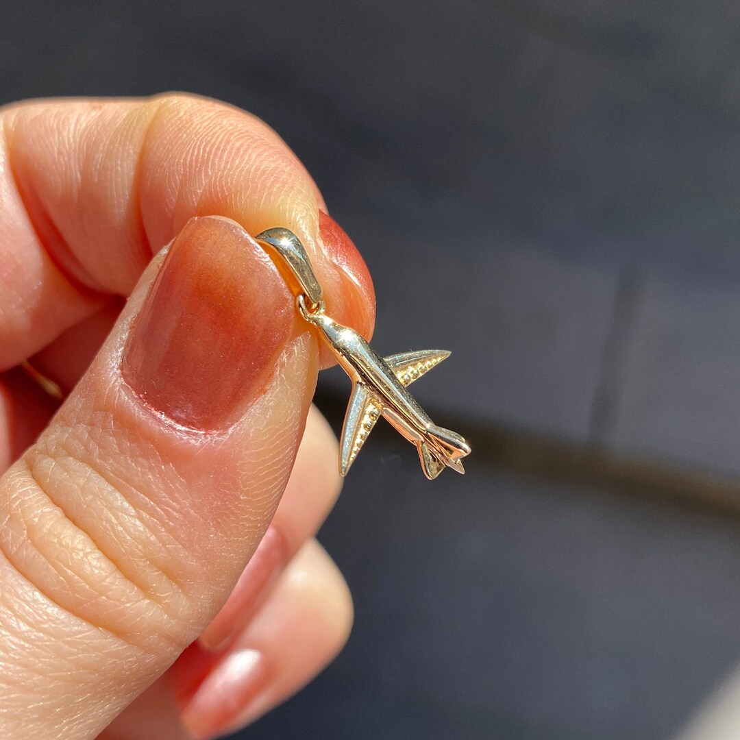 Airplane Pendant Birthday Gift 14K Solid Gold / Plane Pendant for ...