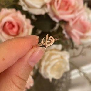 Arabic Letter Ring 14K Solid Gold / Elif Vav Arabic Shape Ring Fine ...