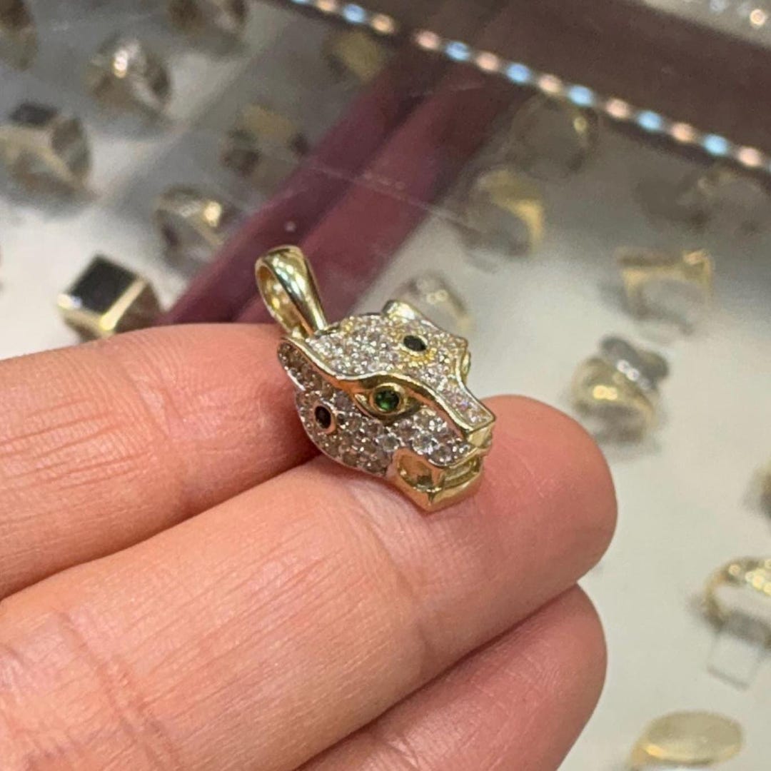 14K Solid Gold Panther Charm Animal Design Necklace - Valentine’s Day ...