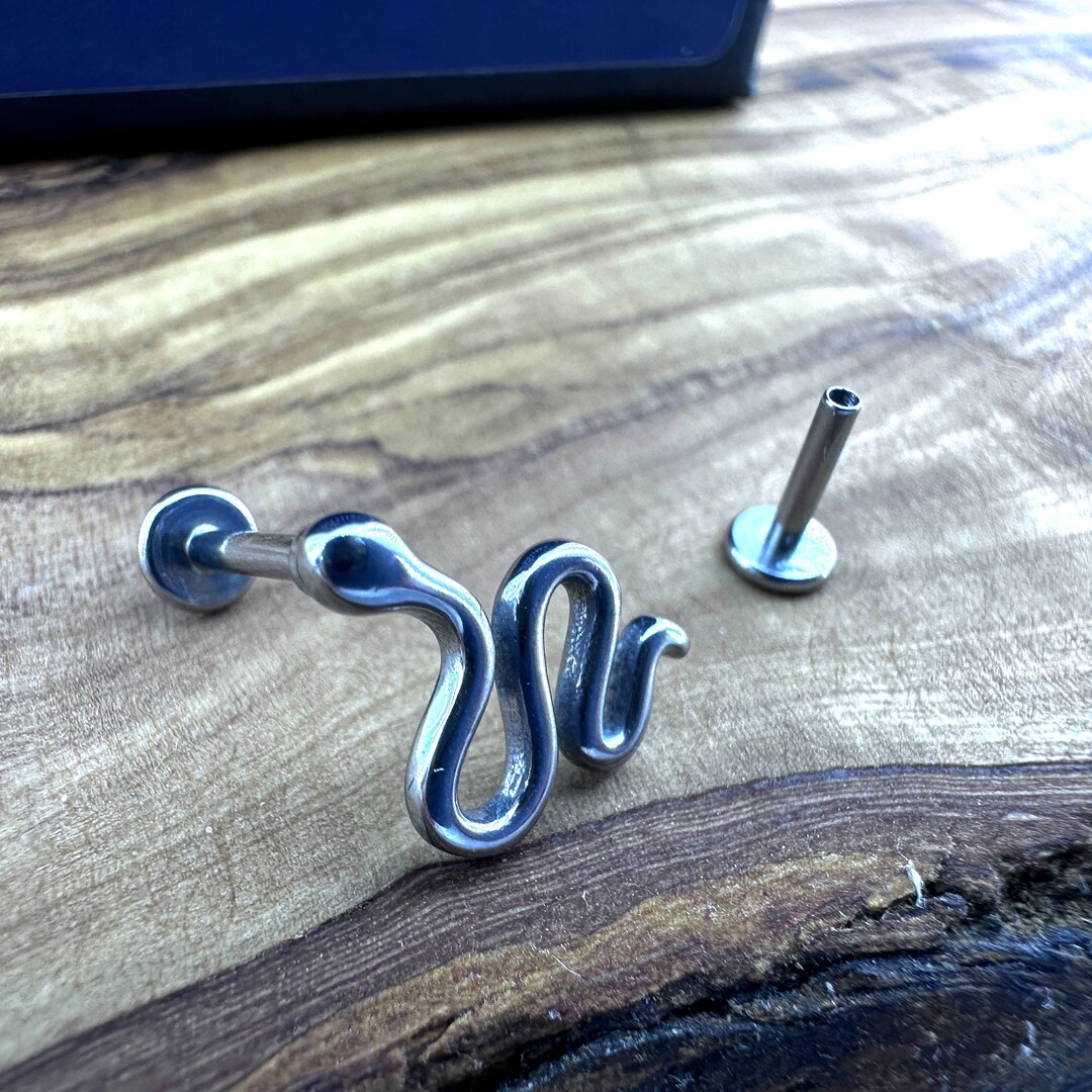 Snake Flat Back Earring Piercing | Surgical Steel Tragus Snake Helix ...