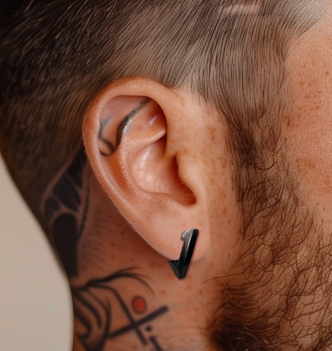 Modern and Edgy Earrings, Mens Earrings, Black Triangle Earring, Edgy ...