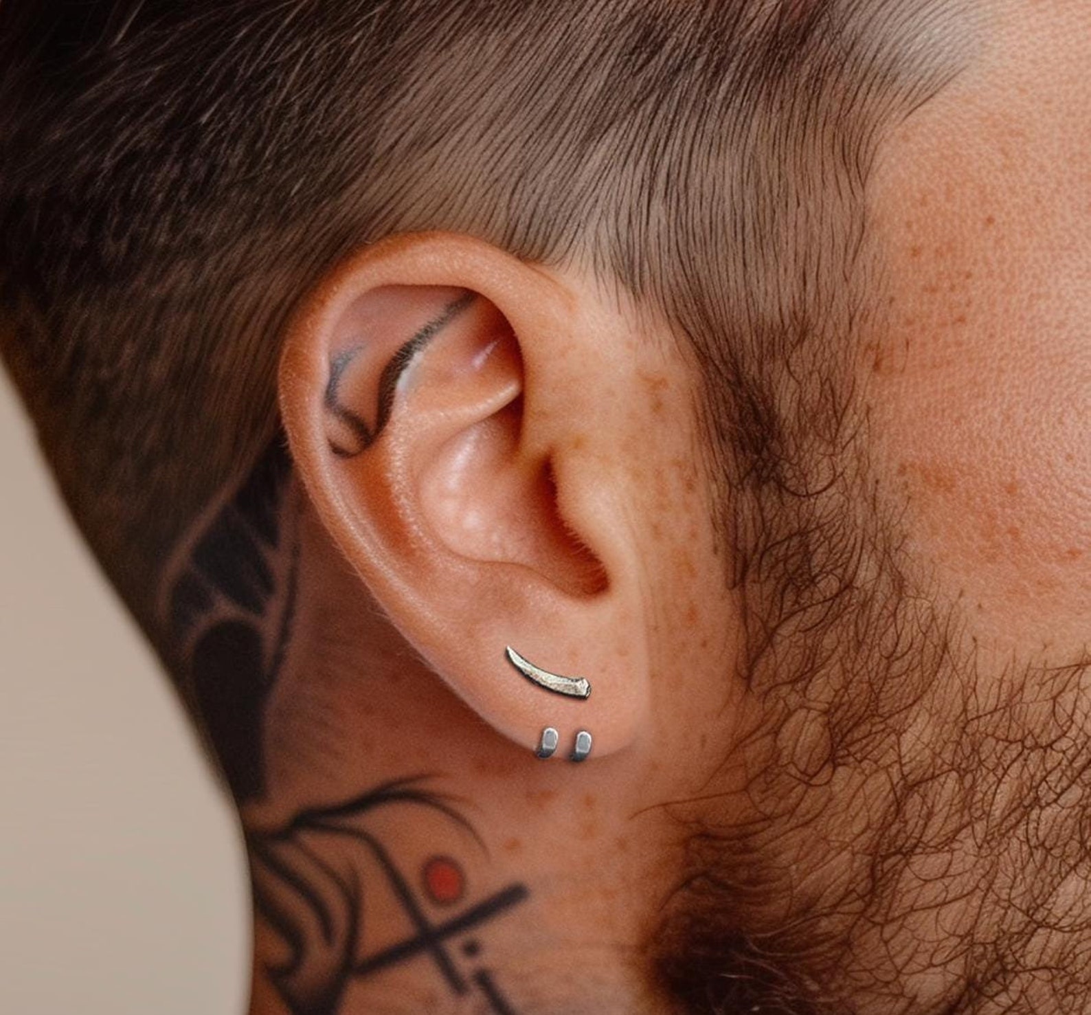 Mens Earrings Geometric Studs in Sterling Silver, Minimalist Modern ...