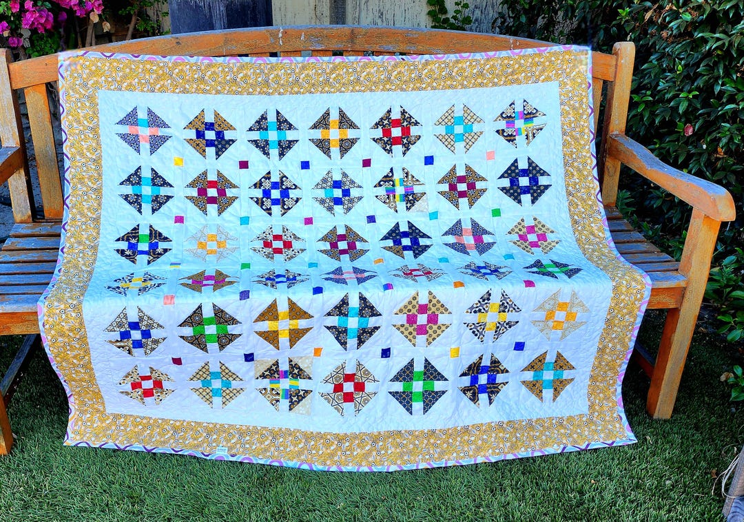Bright Little Monkey Wrench Quilt 52 X 60 - Etsy
