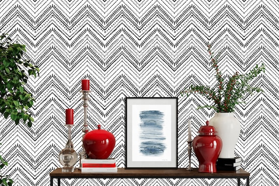 Red And White Chevron Wallpaper