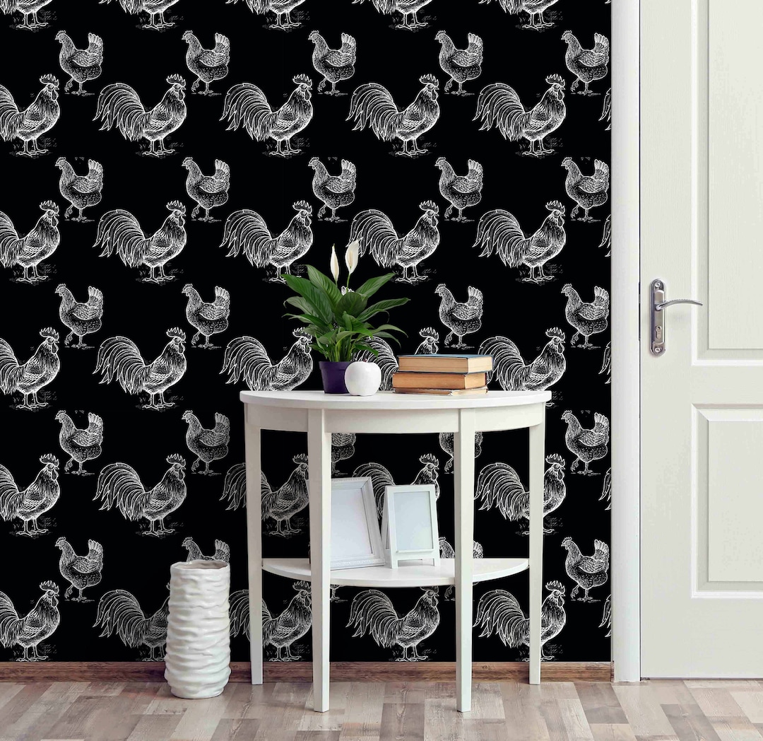 Chicken Wallpaper Peel and Stick, Rooster Removable Wall Paper - Etsy