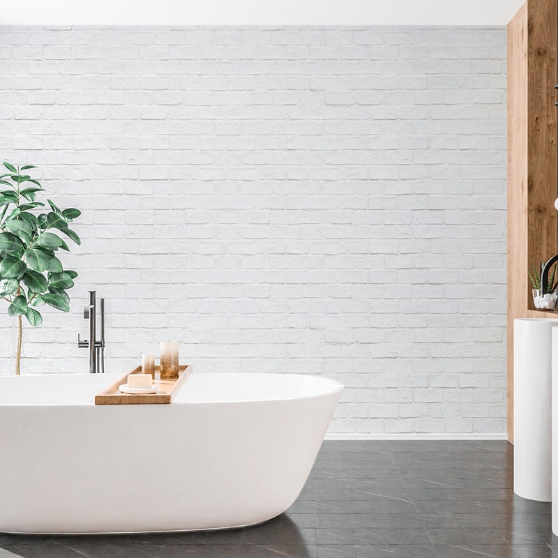 White Tile Wallpaper - Etsy