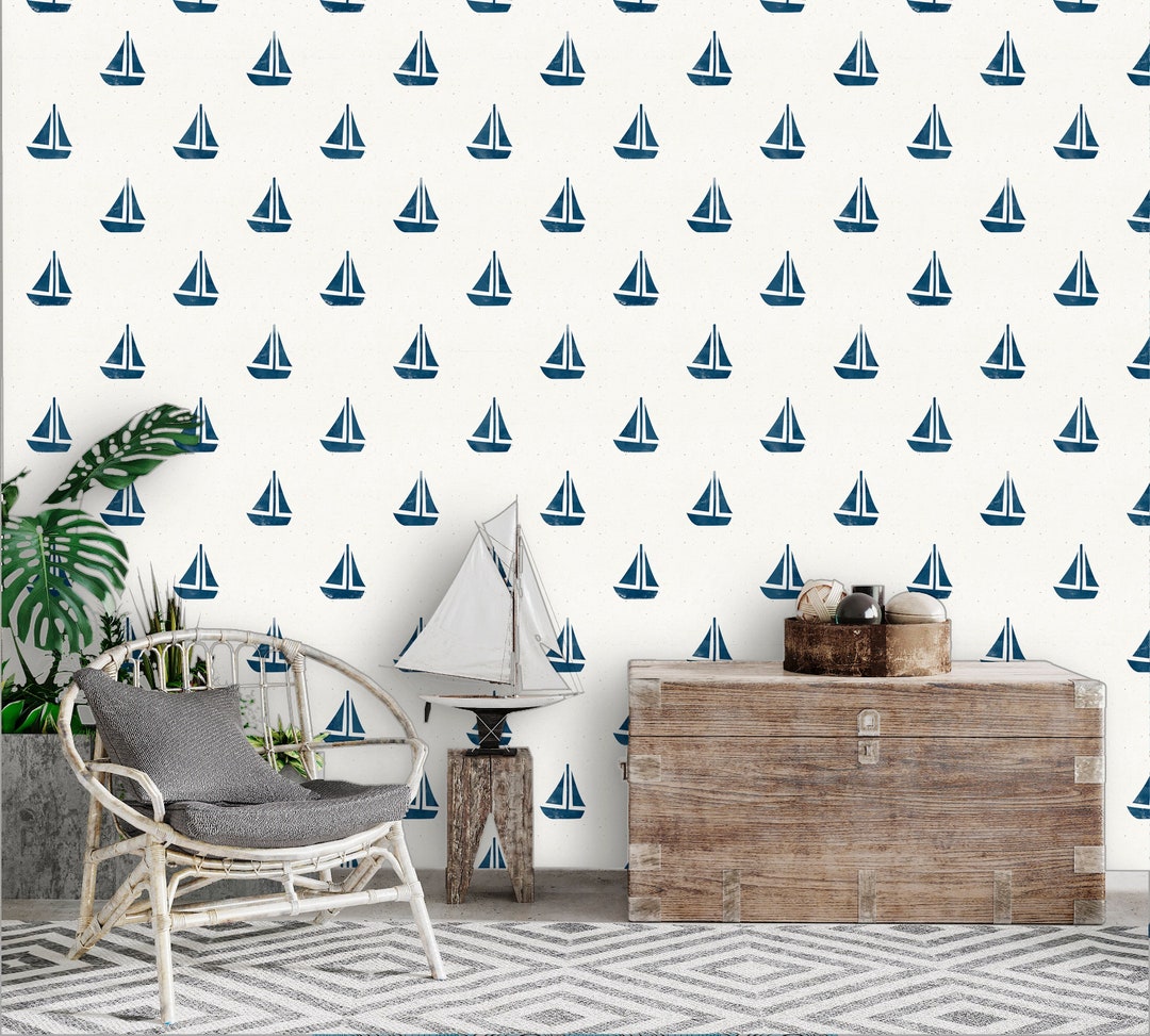 Sailboat Wallpaper Peel and Stick, Boys Room Wallpaper, Nautical ...