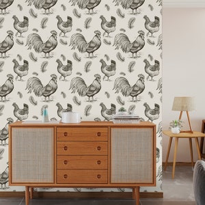 Chicken Wallpaper, Rooster Wallpaper Peel and Stick, Bird Wallpaper ...