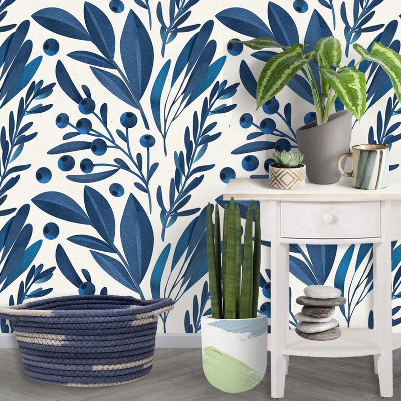 Blue Removable Wallpaper - Etsy