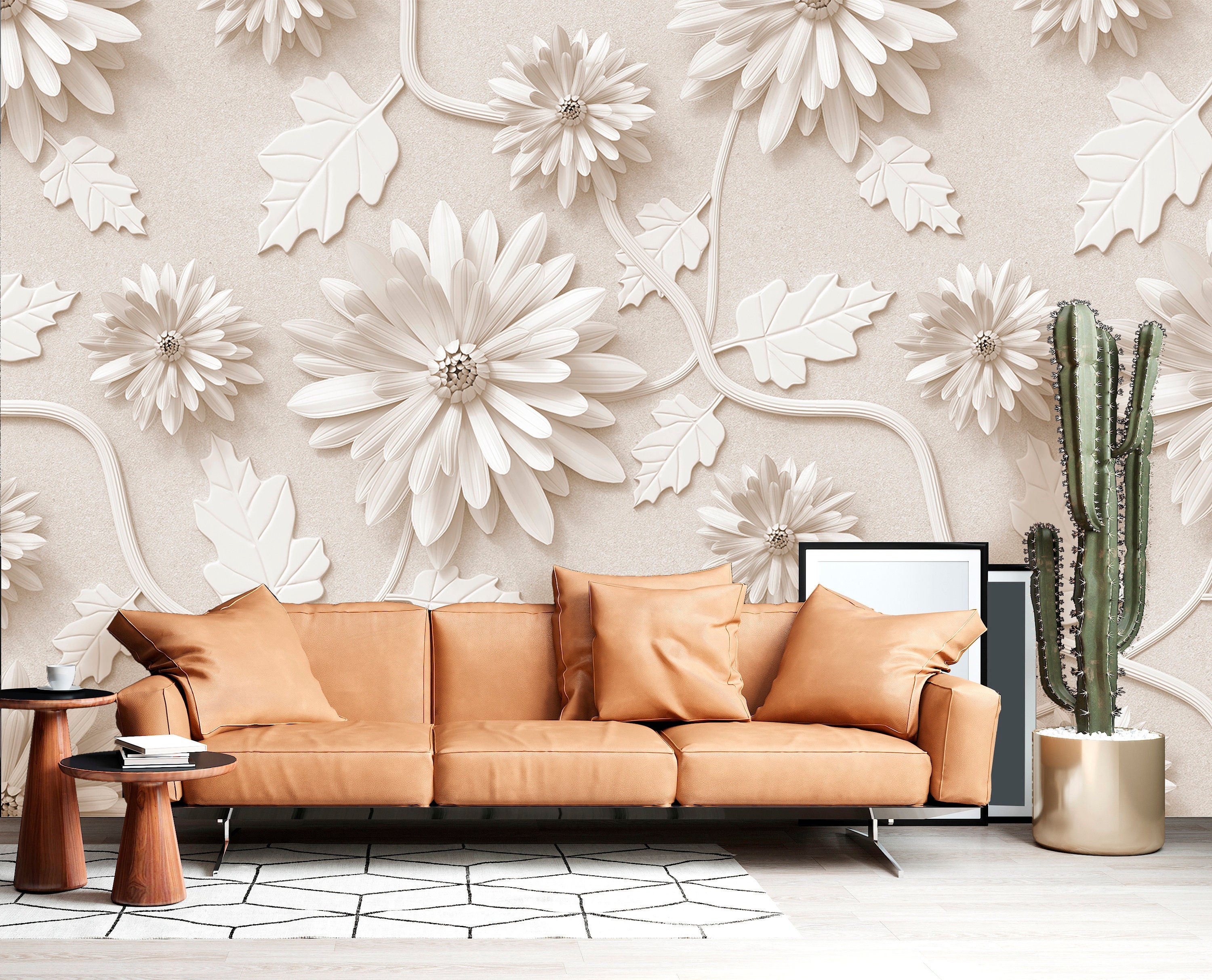Embossed Wallpaper Peel and Stick, 3d Floral Wallpaper, Removable Wall ...