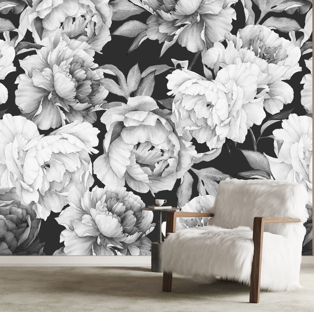 Black And White Floral Peel And Stick Wallpaper