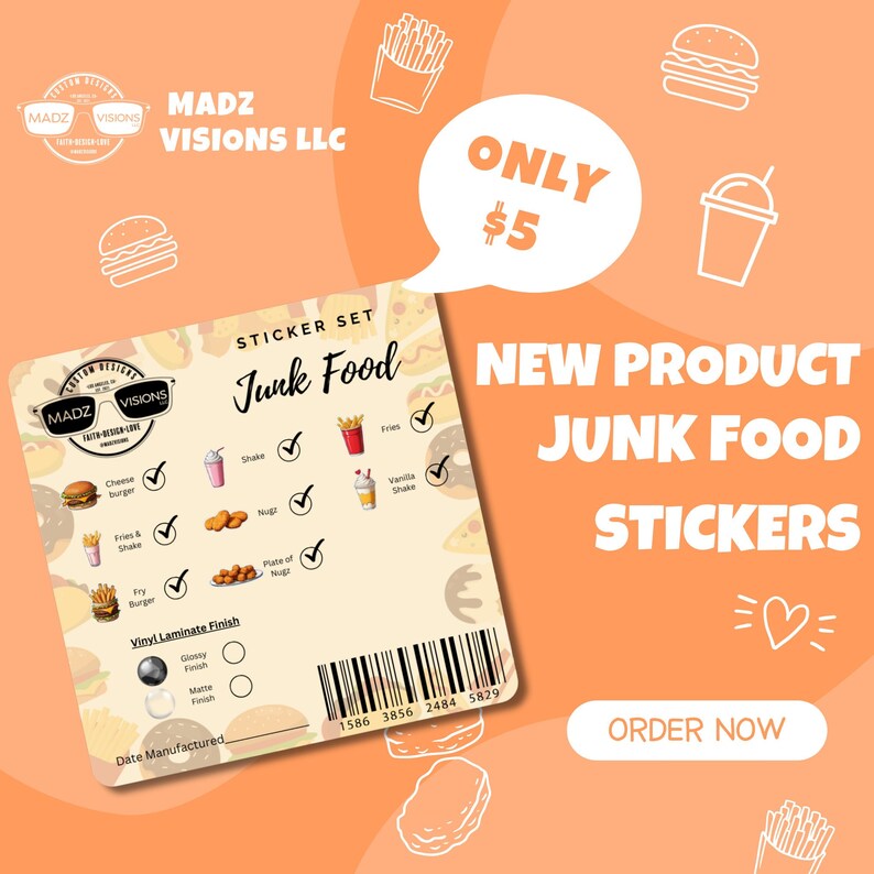 Junk Food Delights Sticker Set: Indulge in Fun and Playful Designs of ...