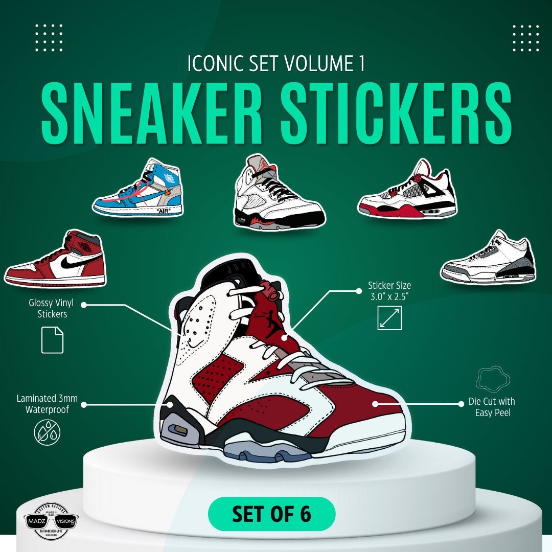 Iconic Sneaker Head Waterproof Stickers - Etsy