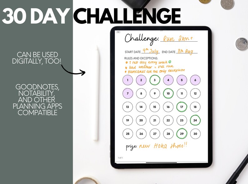 30 Day Challenge Printable, Goal Tracker, Habit Tracker, Progress ...
