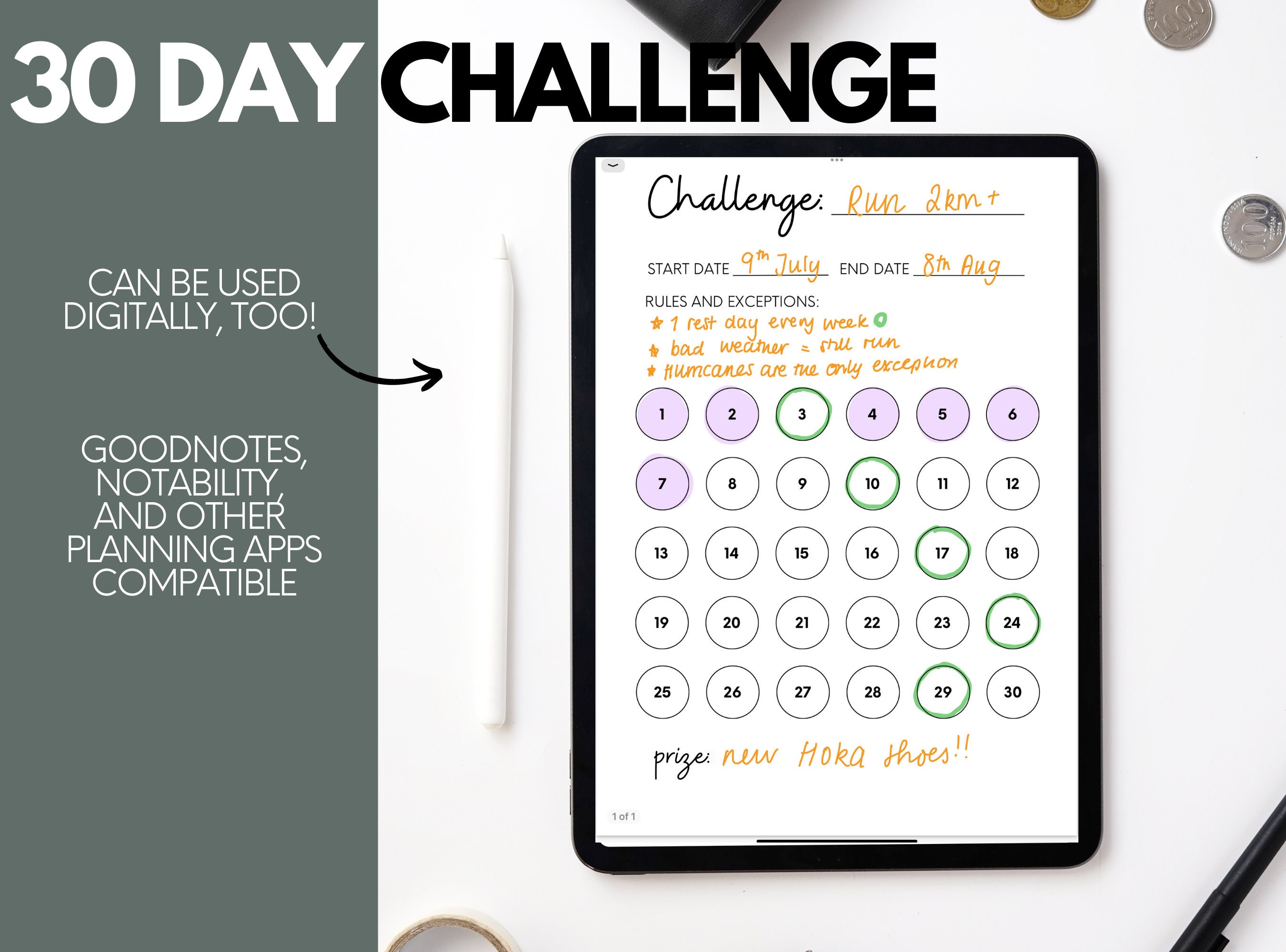 30 Day Challenge Printable, Goal Tracker, Habit Tracker, Progress ...