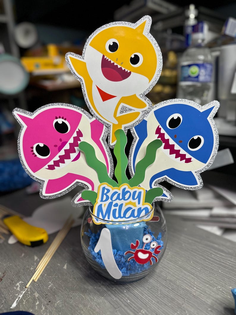 Baby Shark Inspired Centerpieces/ Shark Centerpieces/ Pink Fong ...