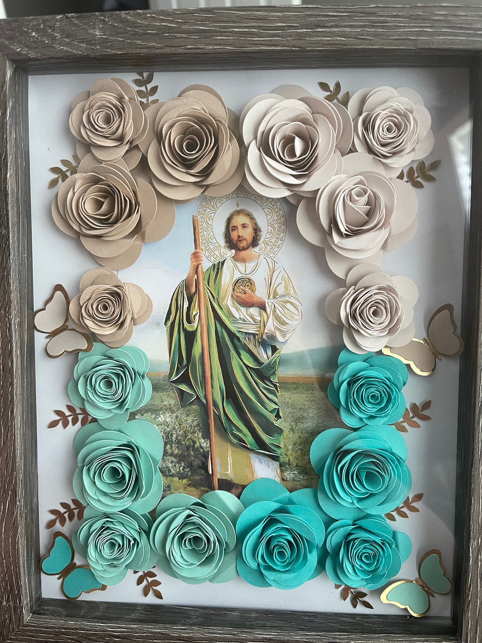 San Judas Tadeo Floral Shadow Box/ Virgen De Guadalupe Shadow Box - Etsy