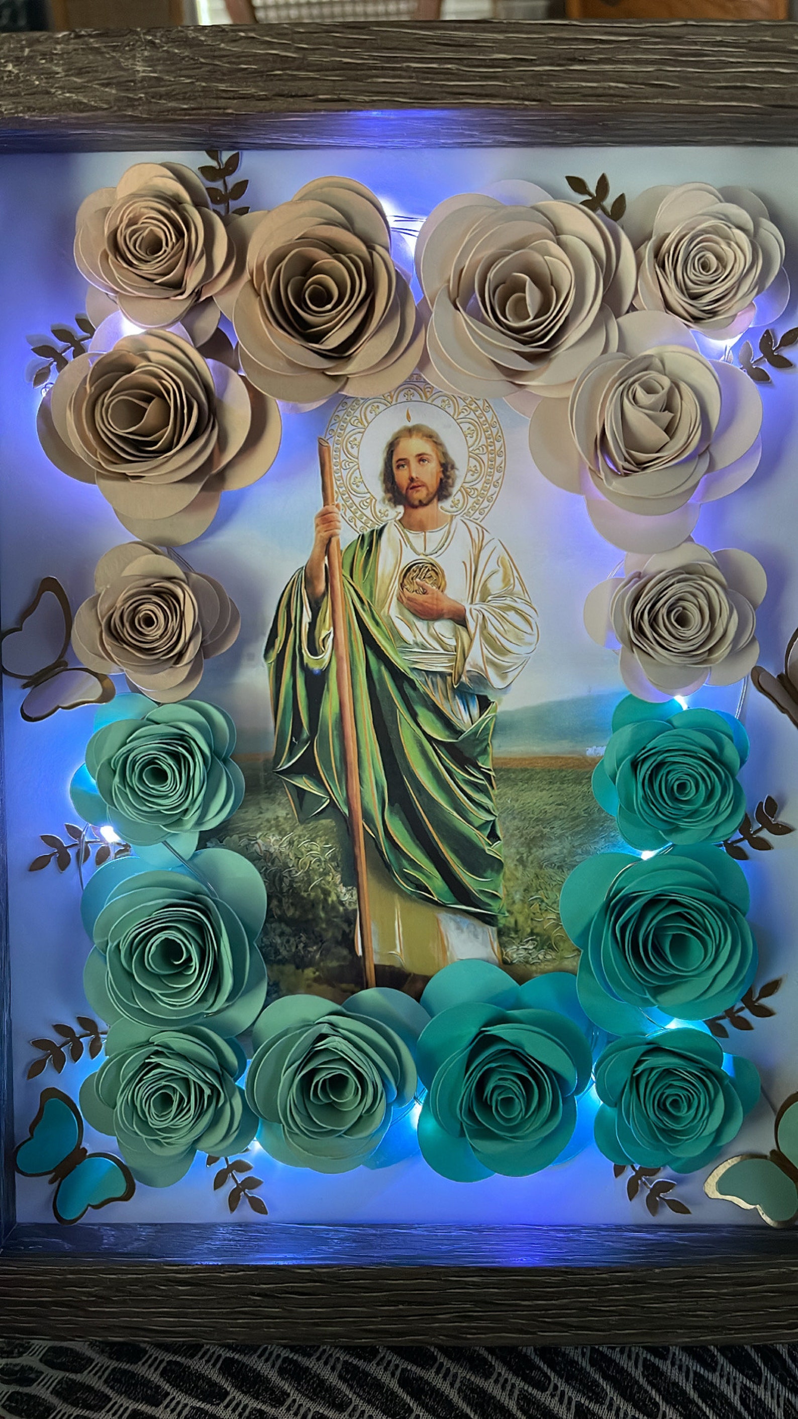 San Judas Tadeo Floral Shadow Box/ Virgen De Guadalupe Shadow Box - Etsy