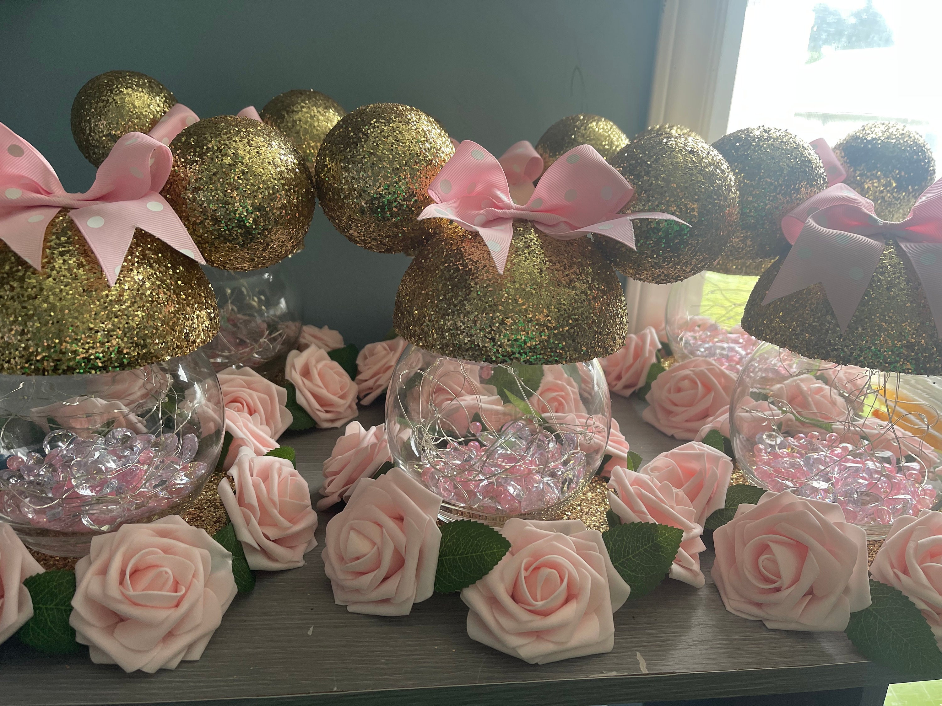 Minnie Mouse Centerpieces With Lights/ Glitter Centerpieces/ - Etsy