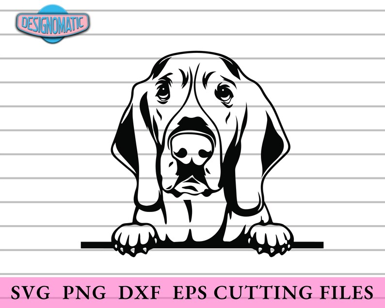 American English Coonhound SVG PNG DXF Cut File Peeking Dog - Etsy