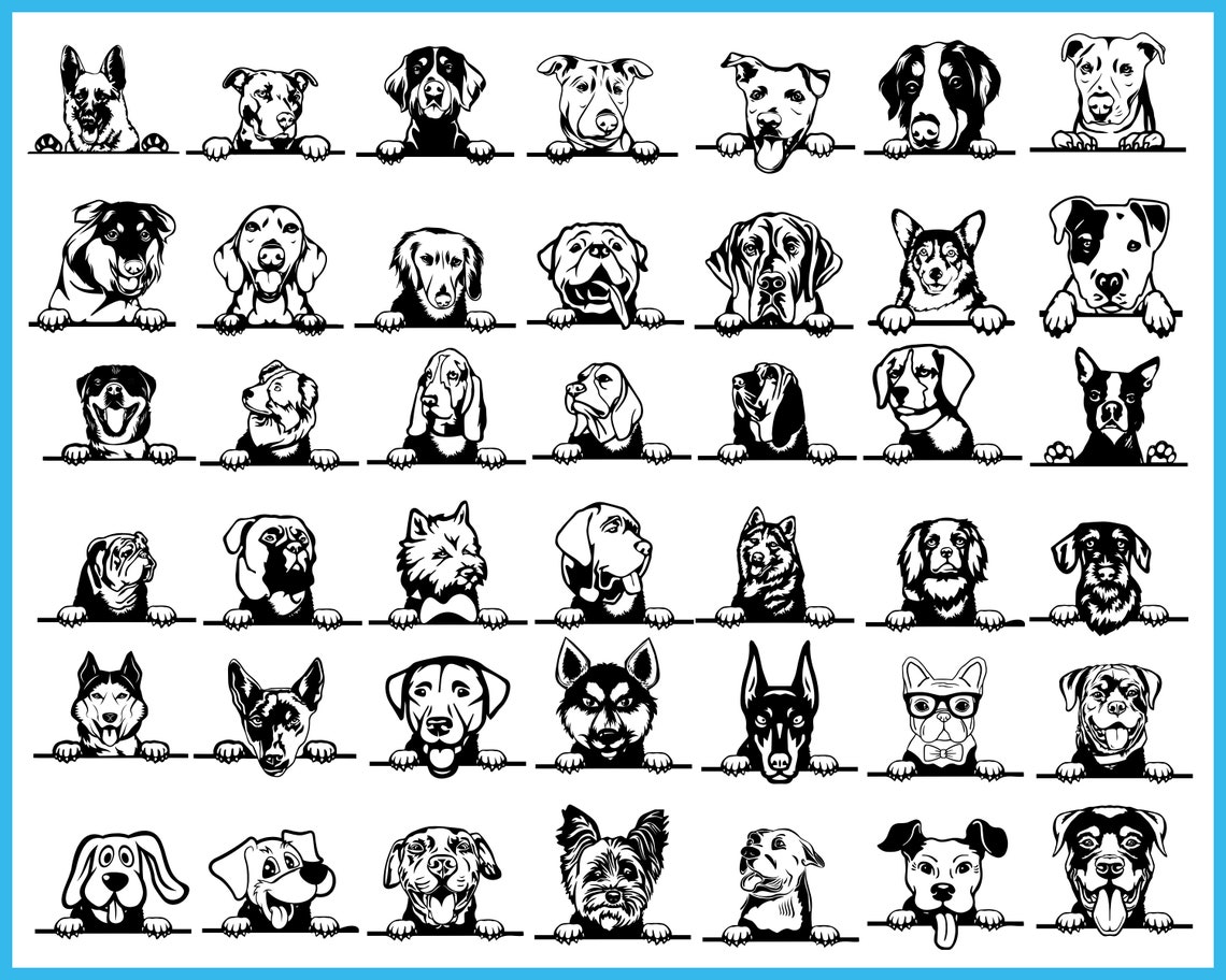 Peeking Dogs Svg Bundle 50 Dog Breeds Face Svg Cutting Files - Etsy