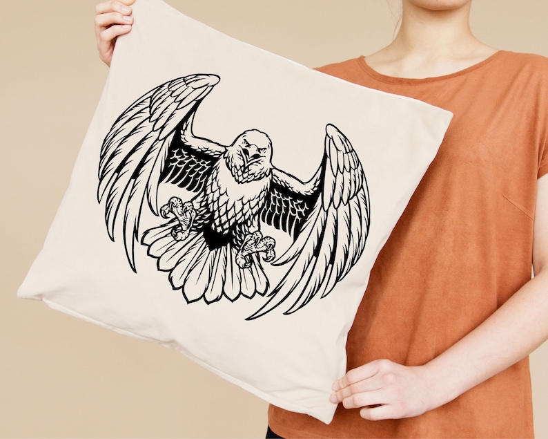 Bald Eagle SVG PNG DXF Clipart , Eagle Black and White Illustration for ...