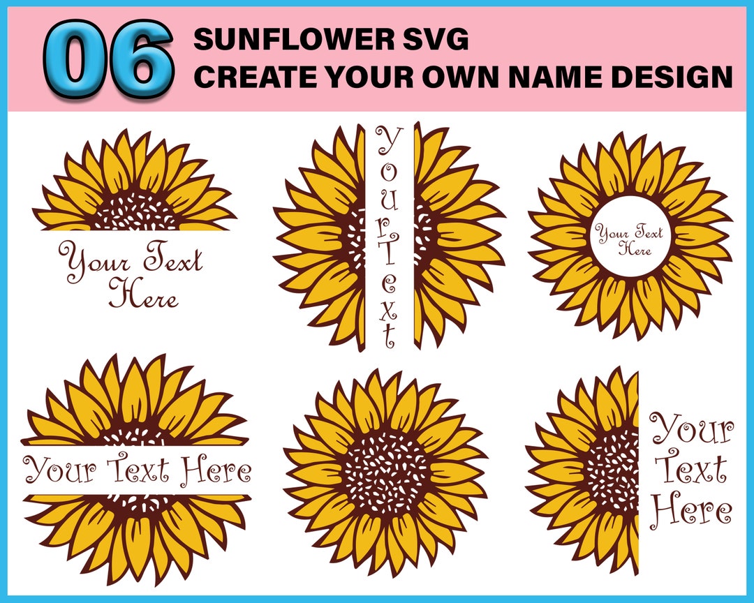 Sunflower SVG PNG DXF Cutting File Custom Name Svg Half - Etsy Australia