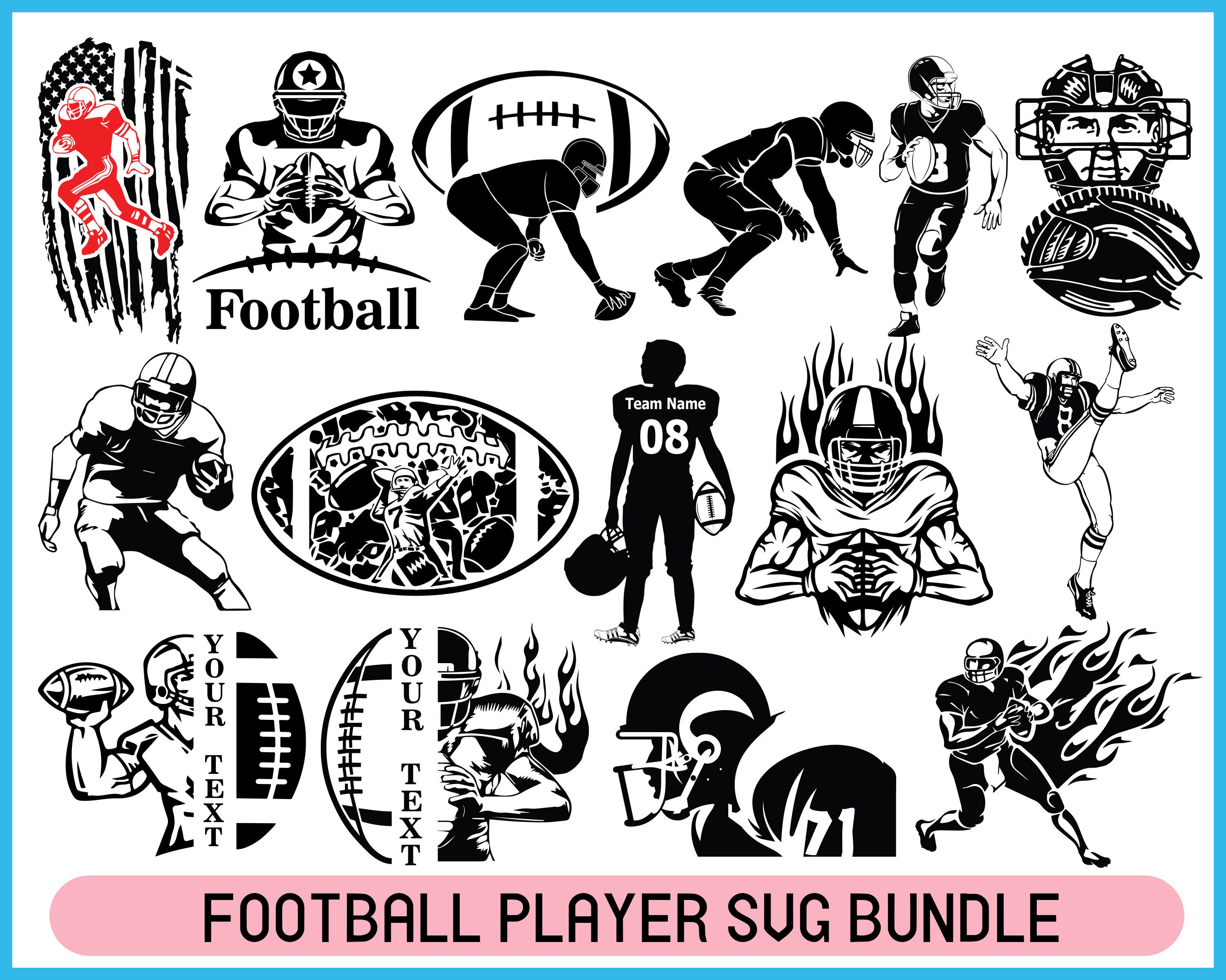 Football Svg Bundle for Football Team Players Shirts , Svg Files for ...
