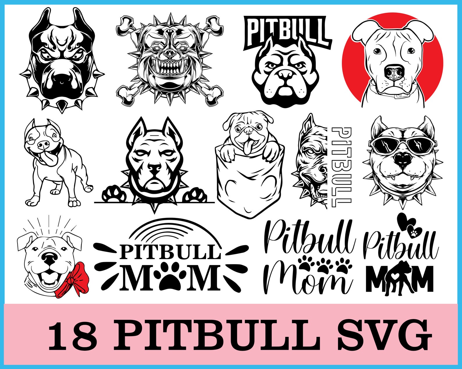 Pitbull Svg Bundle , Pitbull Mom Svg , Pit Bull Dog Png File for Circut ...