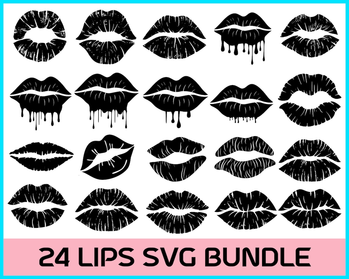 Lips SVG Bundle Dripping Lips Svg File for Cricut Makeup Silhouette Cut ...