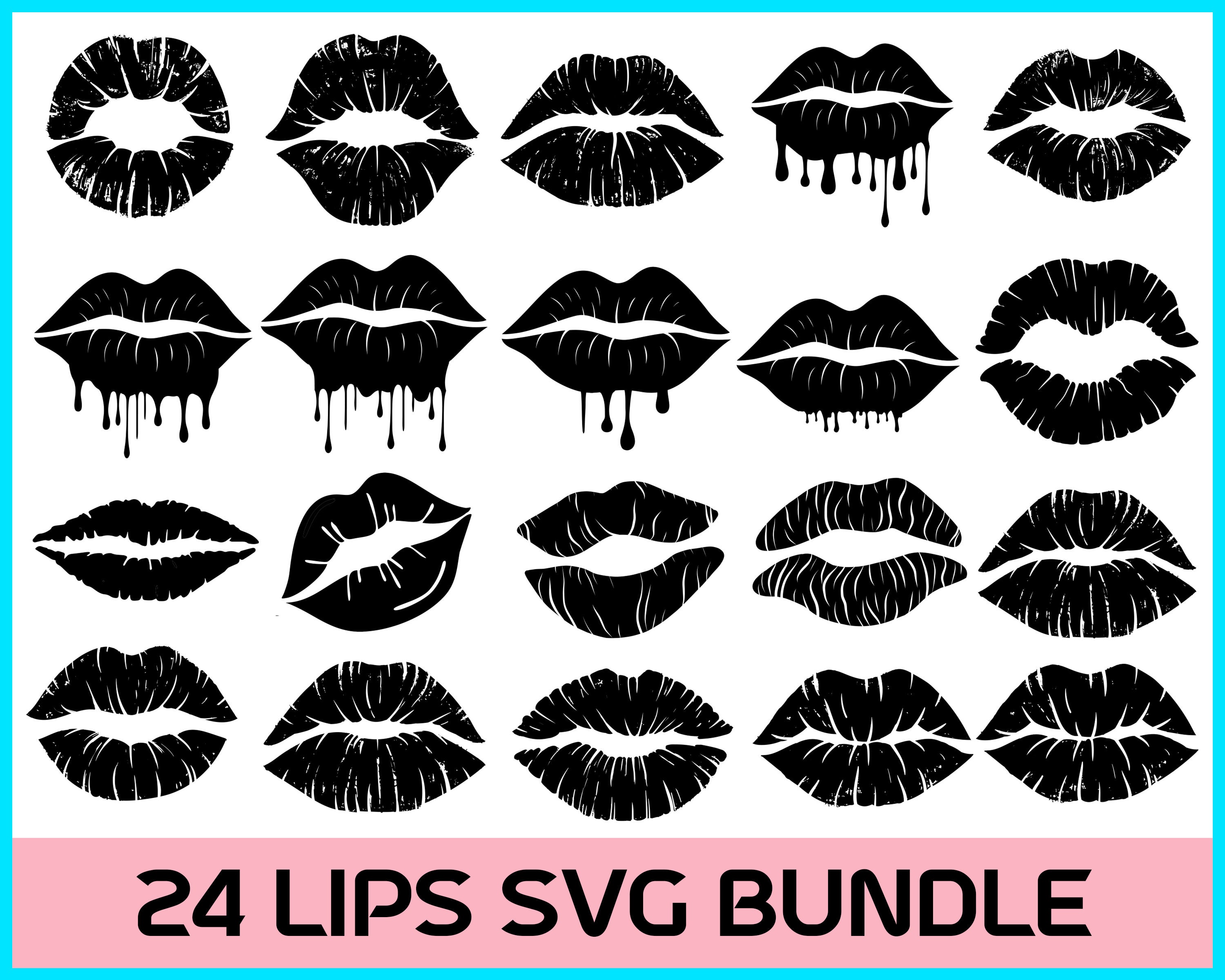 Lips SVG Bundle Dripping Lips Svg File for Cricut Makeup Silhouette Cut ...