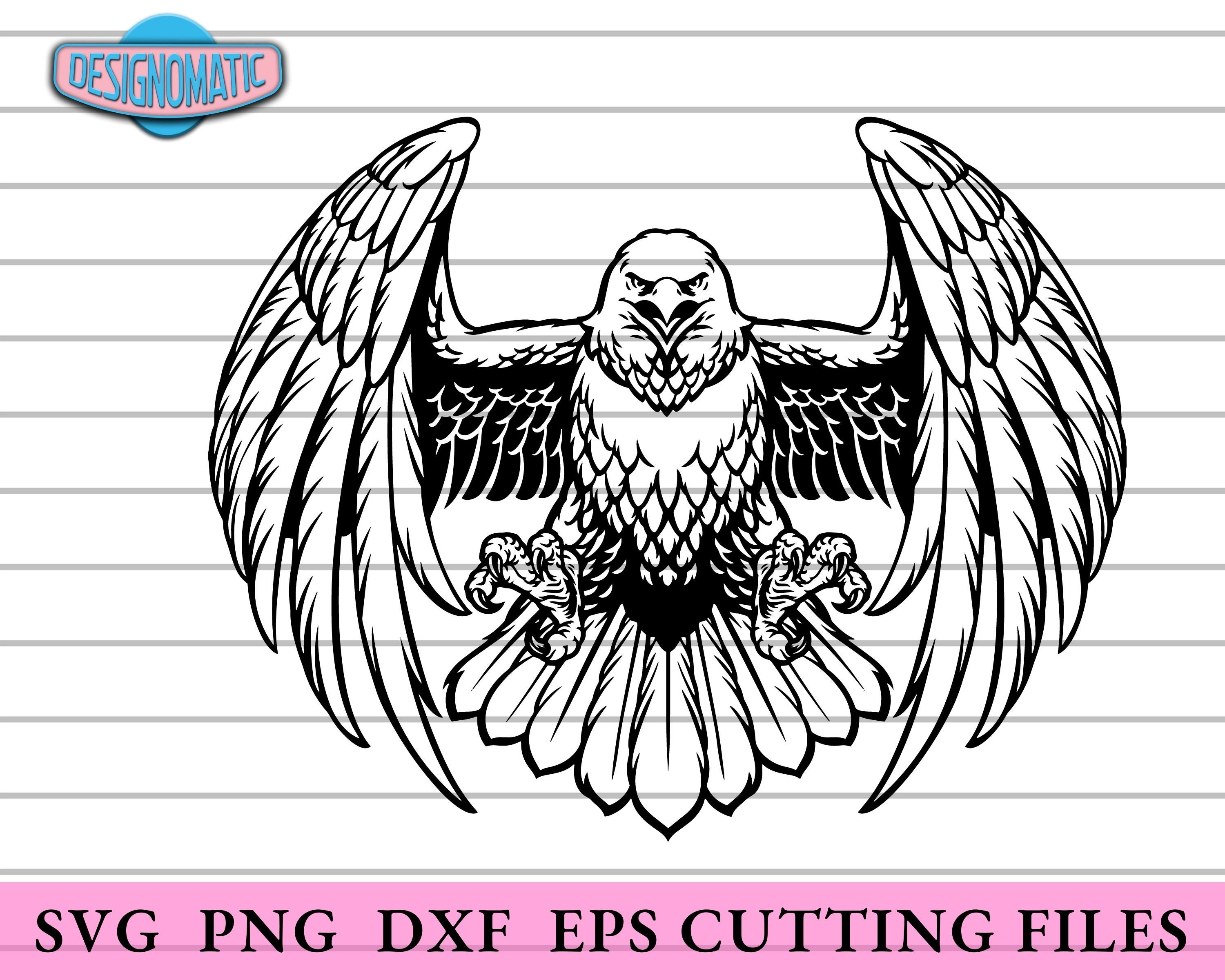 Bald Eagle SVG PNG DXF Clipart , Eagle Black and White Illustration for ...