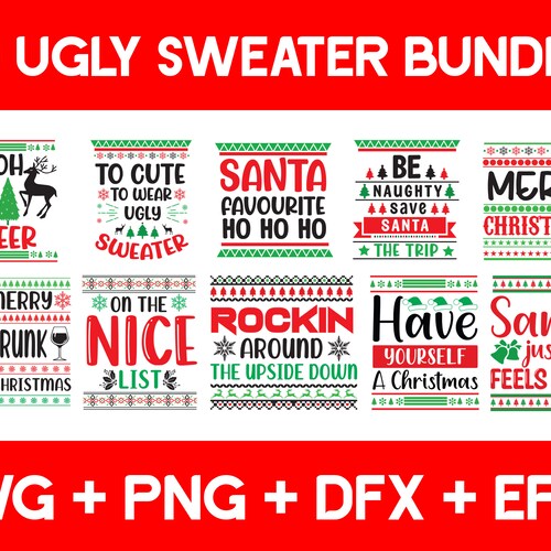 Ugly Sweater Bundle Christmas SVG PNG Christmas Sweater - Etsy