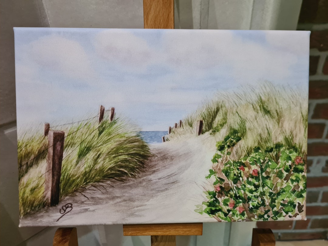 Sylt Beach Sea Beach Path Dune Watercolor Picture Print on Canvas ...