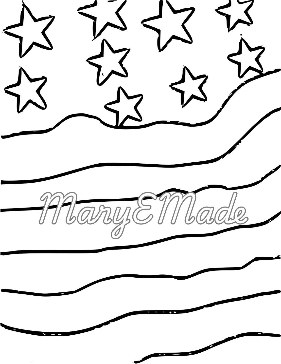 Old Glorious American Flag Printable Color Page Original Artwork Not Ai ...