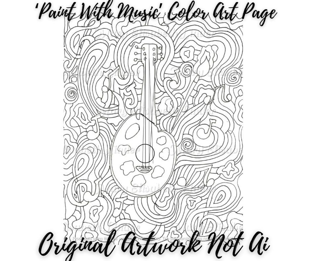 Paint With Music Printable Color Art Page Original Artwork Not Ai - Etsy