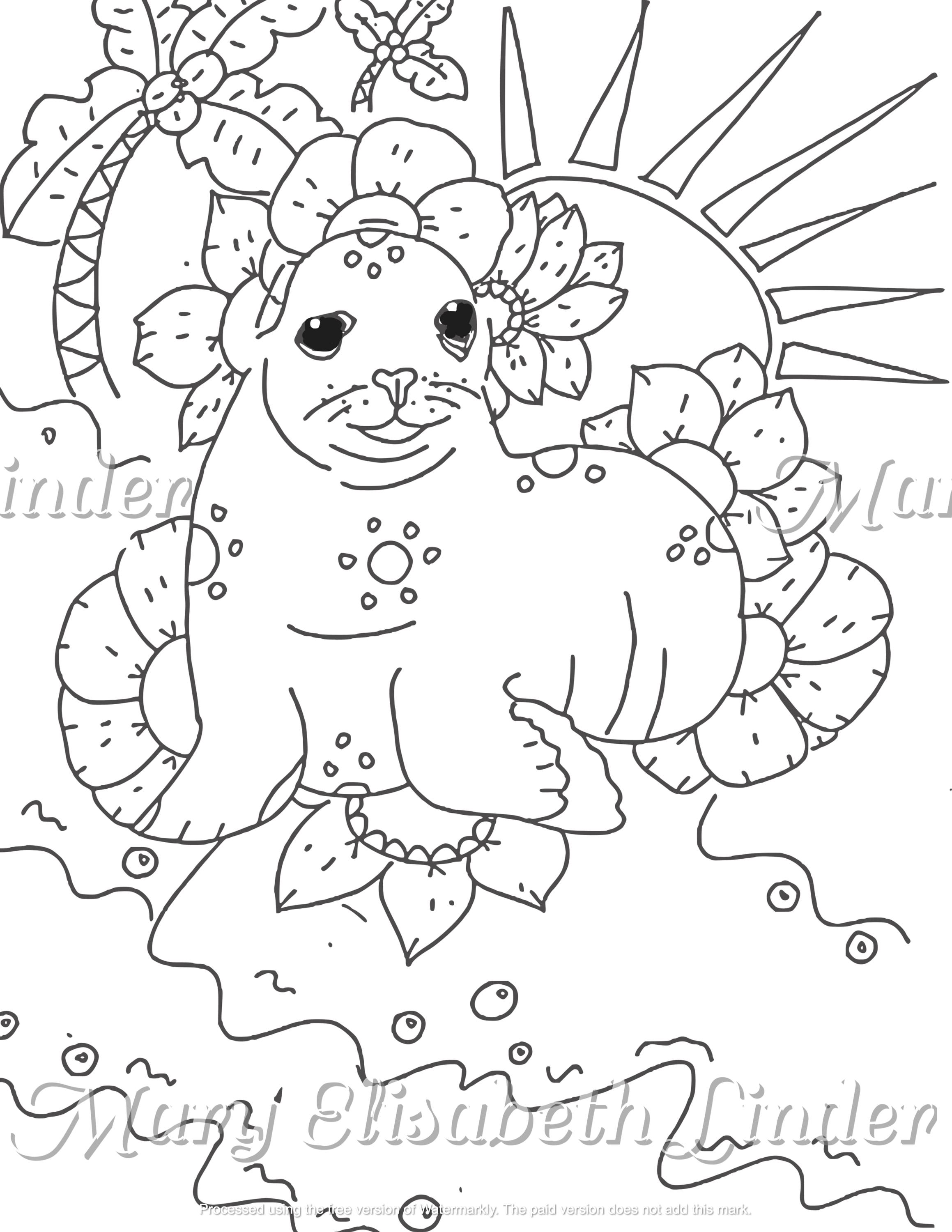 Little Hawaii Seal Printable Color Page Original Artwork Not Ai - Etsy