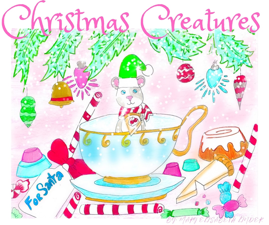 Christmas Creatures 8 Color Page Bundle - Etsy