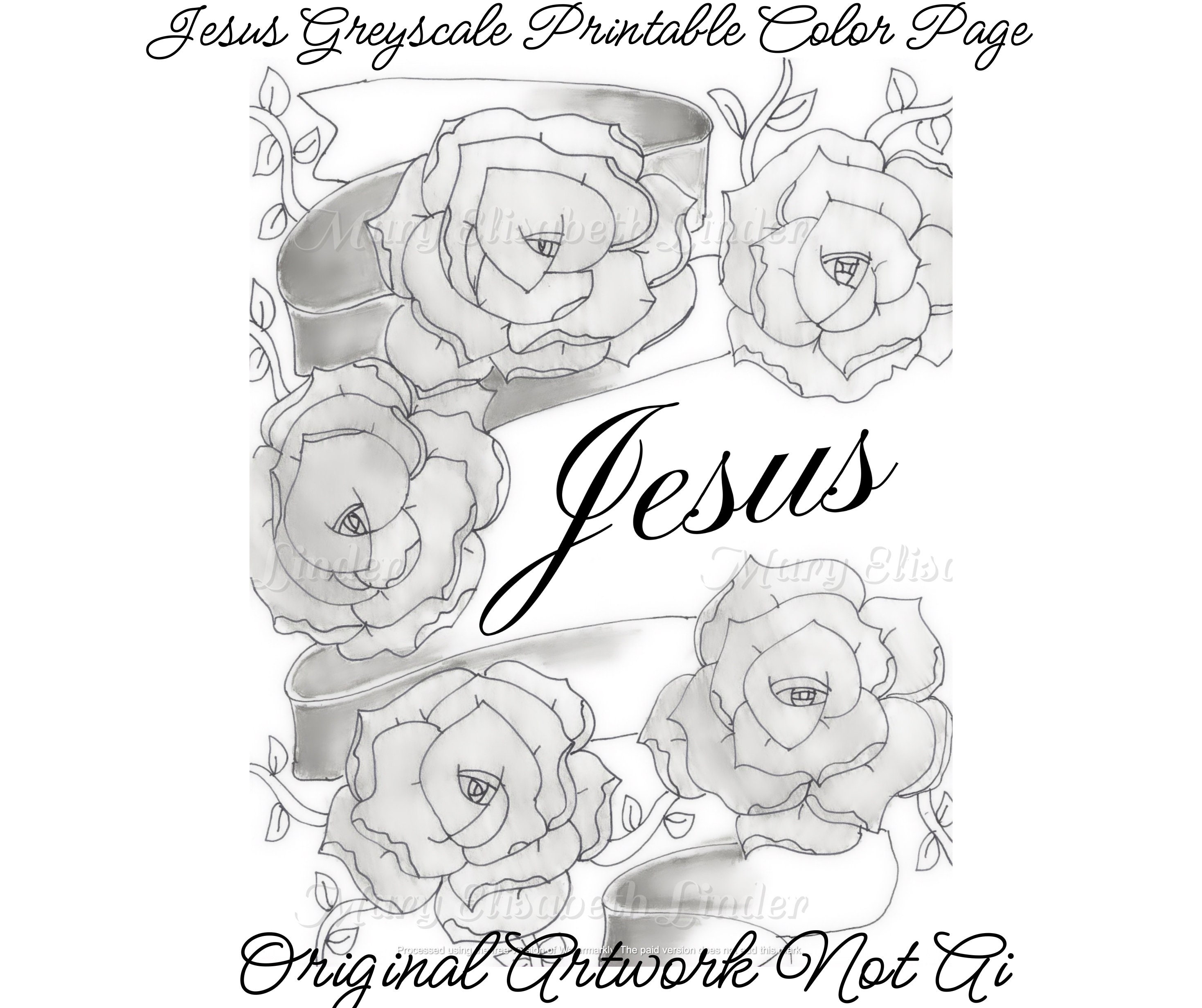 Jesus Grayscale Printable Color Page Original Artwork Not Ai - Etsy