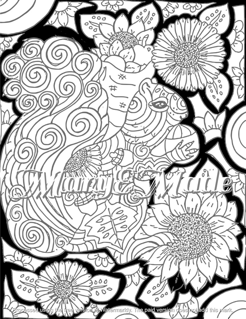 Velvet Squirrel Printable Color Page Original Artwork Not Ai - Etsy