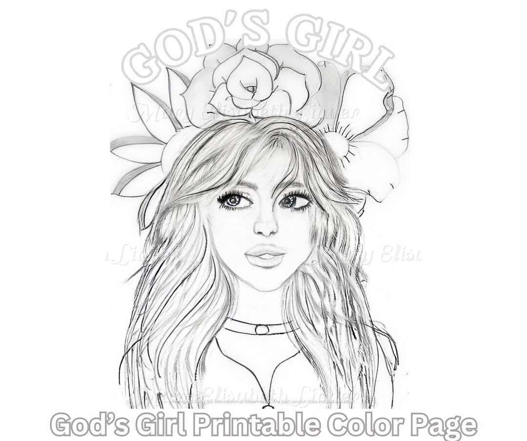 God's Girl Grayscale Printable Color Page Original Artwork - Etsy