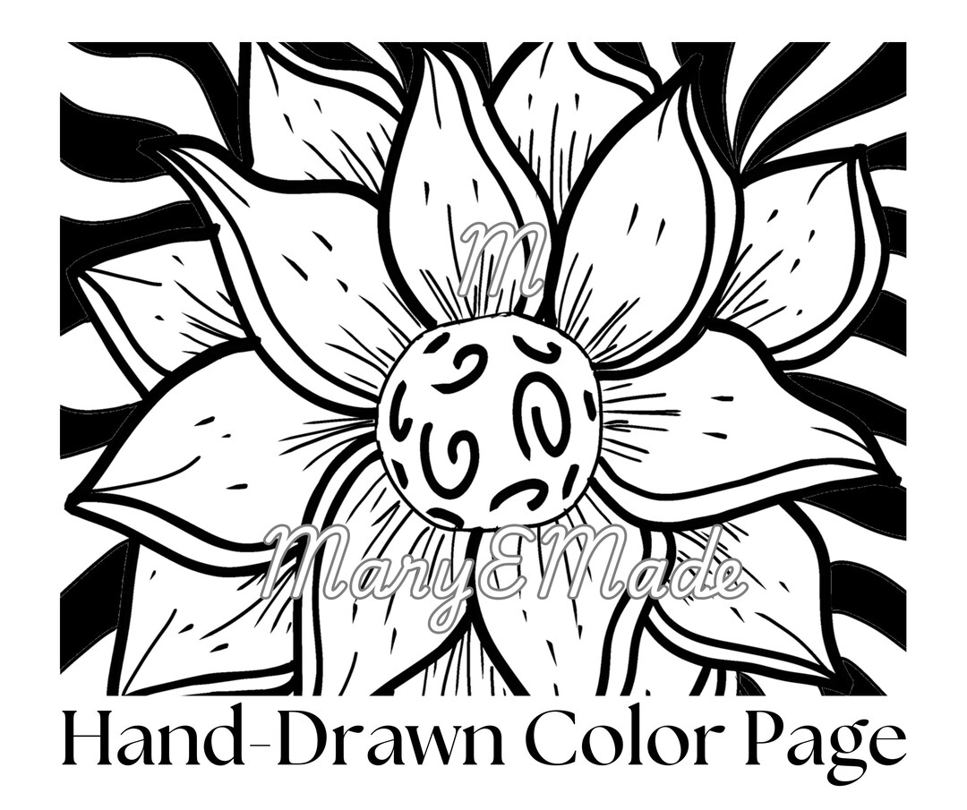 Big Sunflower Magnified Printable Color Page Original Artwork Not Ai - Etsy