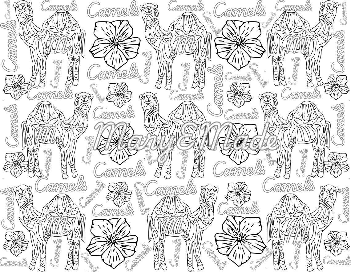 Camels Collage' Printable Color Page Original Artwork Not Ai - Etsy