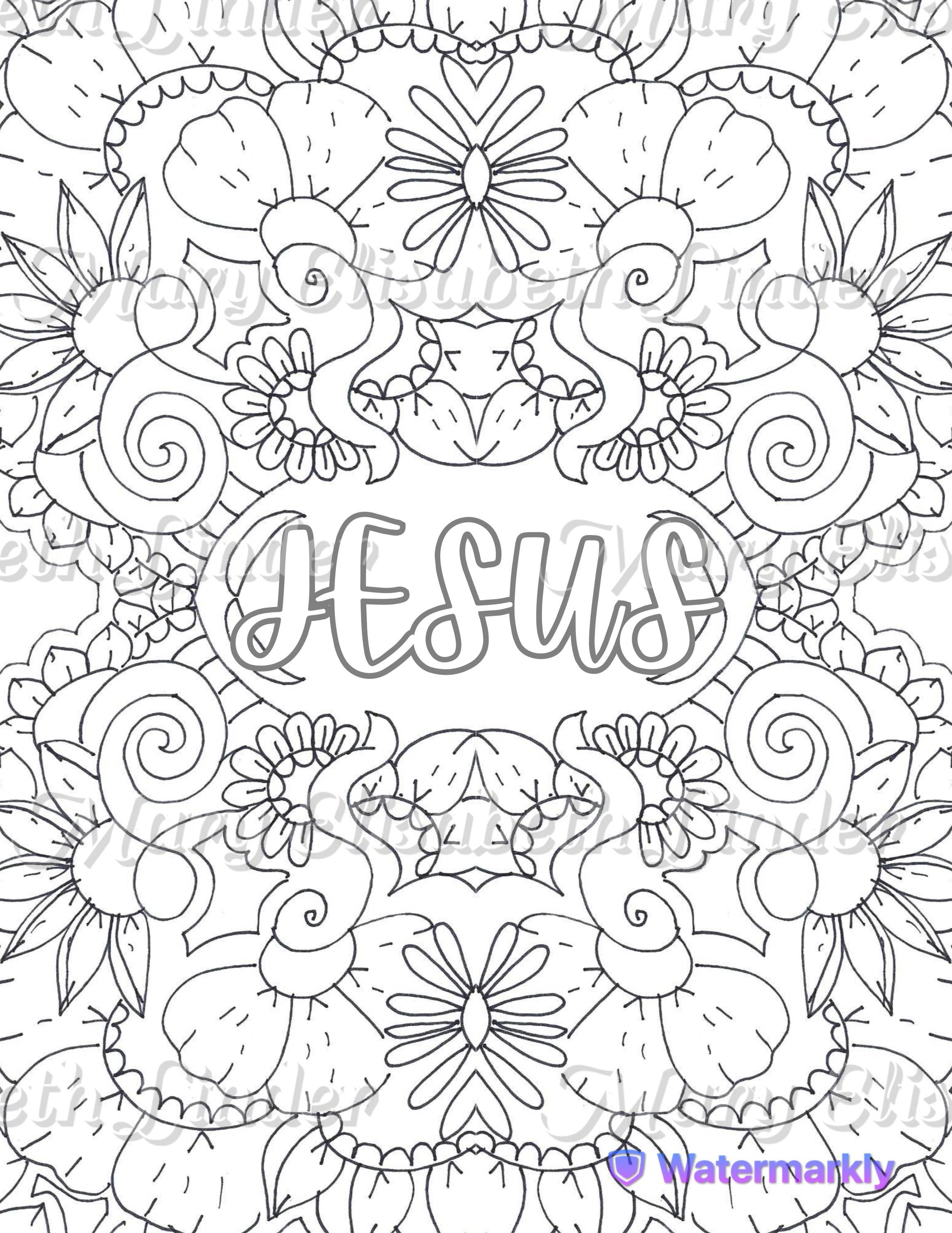 Jesus Flowers Printable Color Page Original Artwork Not Ai - Etsy