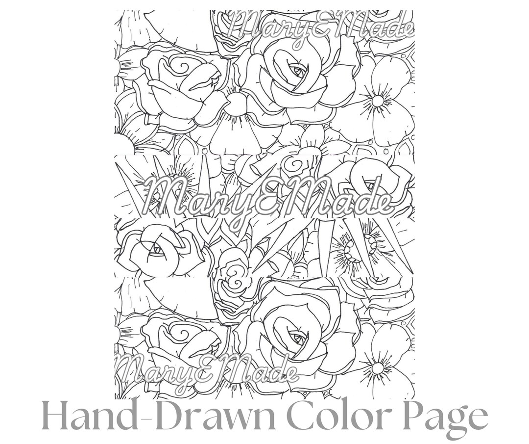 Floral Mishmash Printable Color Page Design Original Artwork Not Ai - Etsy