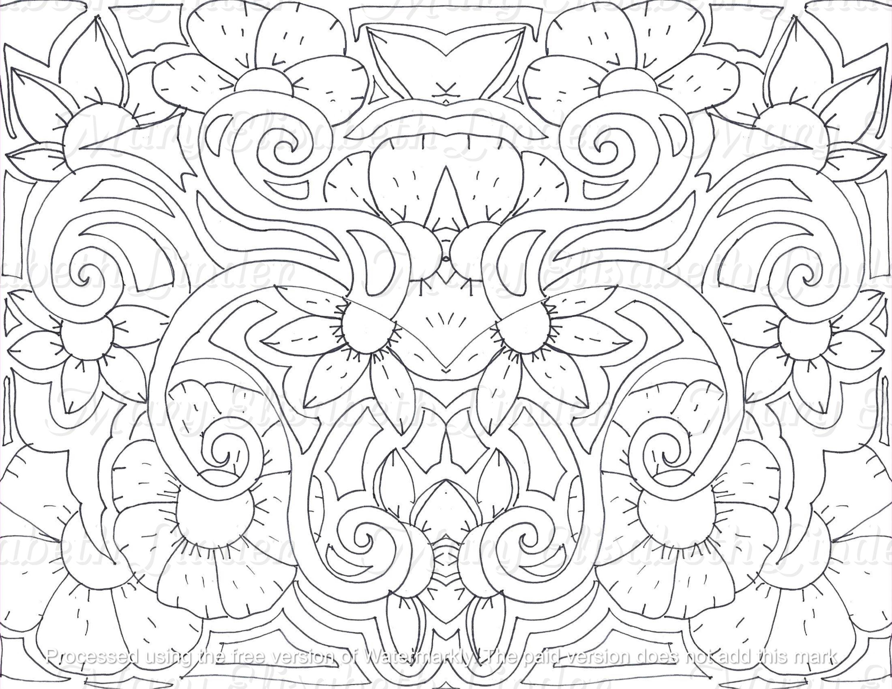 Pretty Intricate Flowers Printable Color Page Original Artwork Not Ai ...